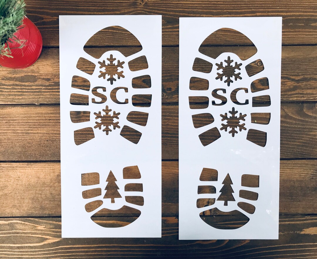 Reusable Santa Boot Print Stencil, Holiday Decor (2-piece) - Etsy