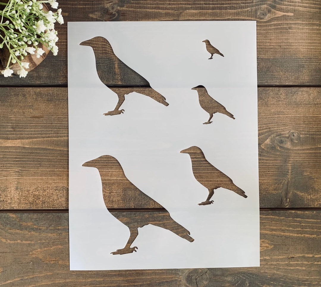 Stencil, Crow Stencil, Black Crow Stencil, Bird Stencil, Halloween ...
