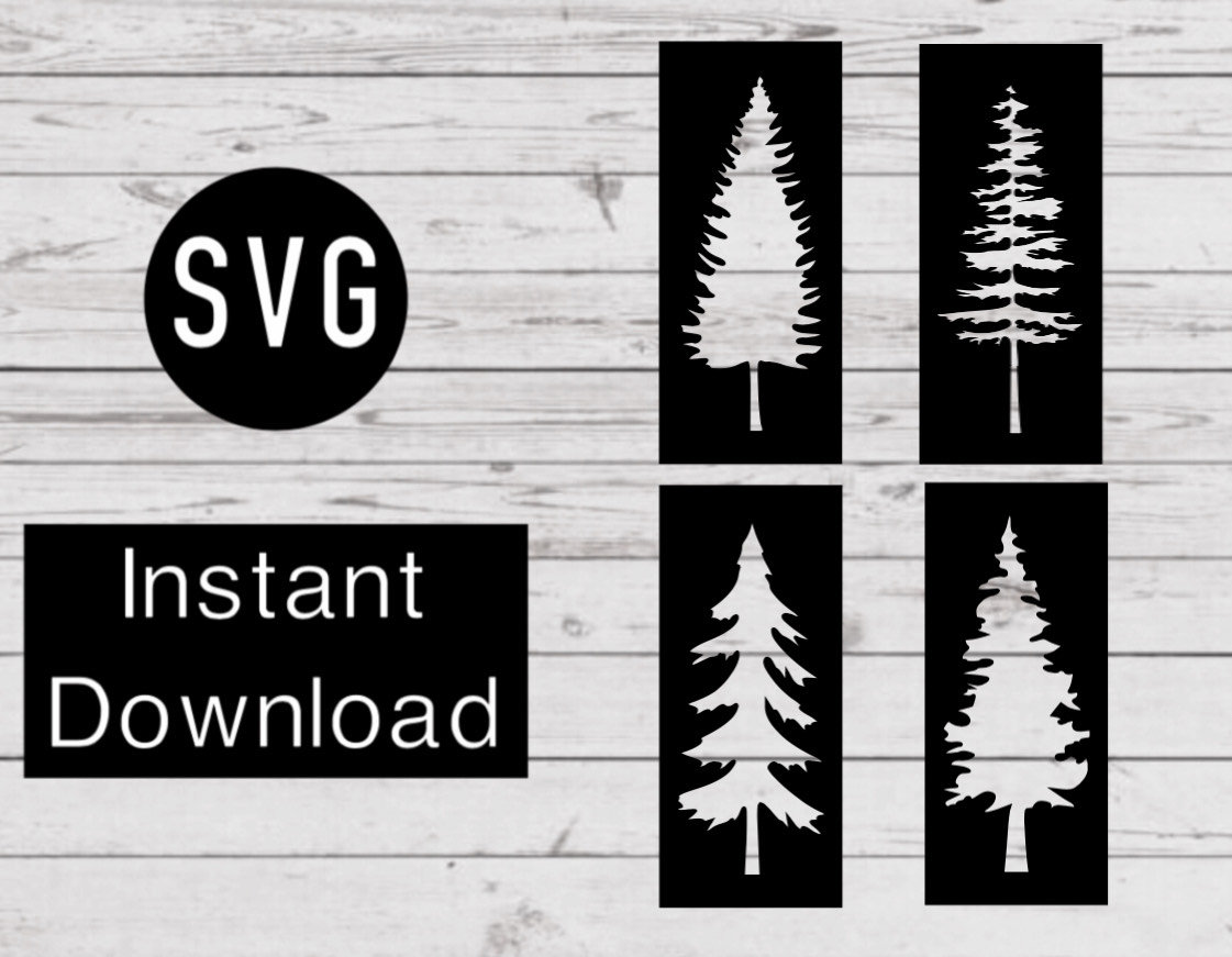 Skinny Tree Stencil Svg Bundle Evergreen Stencil SVG Tree | Etsy