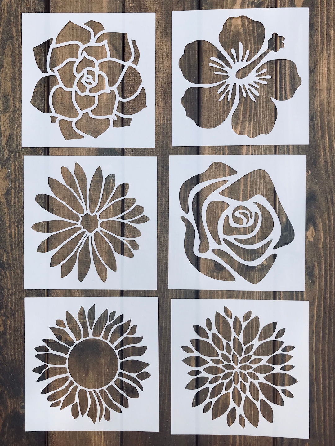 Reusable Flower Stencil Set, Sunflower, Rose, and Dahlia Designs - Etsy