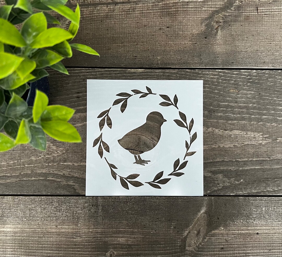 Stencil, Reusable Chicken Stencil, Easter Chicken in Wreath Stencil ...