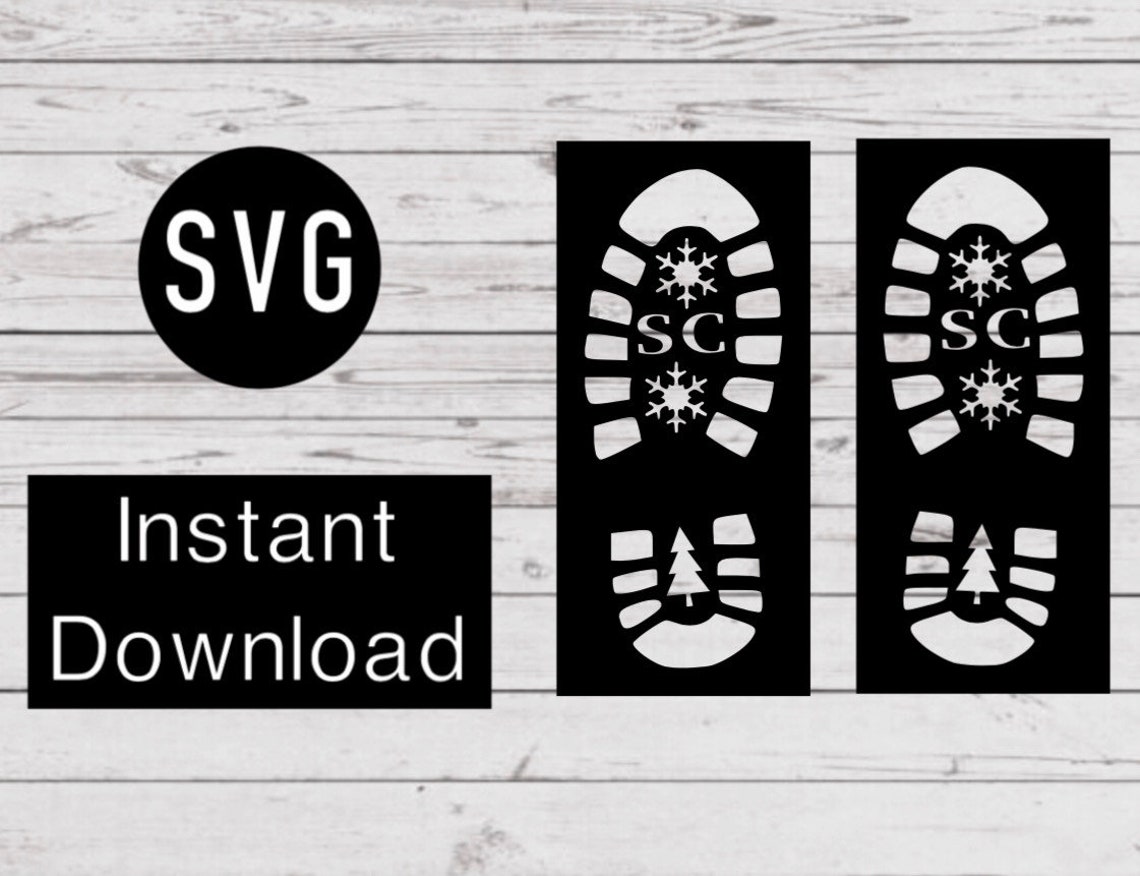 Santa Boot Stencil Svg Santa Boot Print Cut File. Boot Print - Etsy