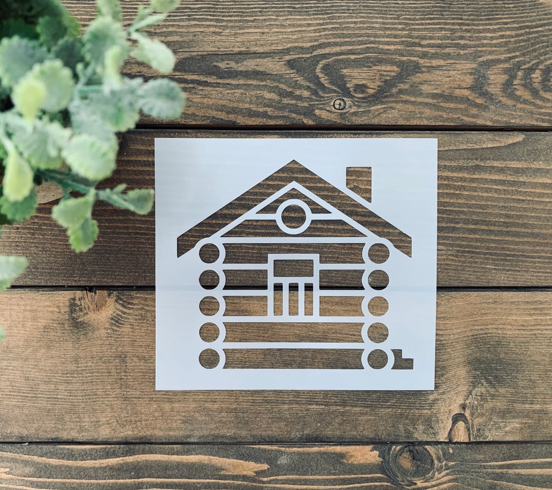 Stencil, Reusable Log Cabin Stencil, Cabin Stencil, Camping Stencil ...