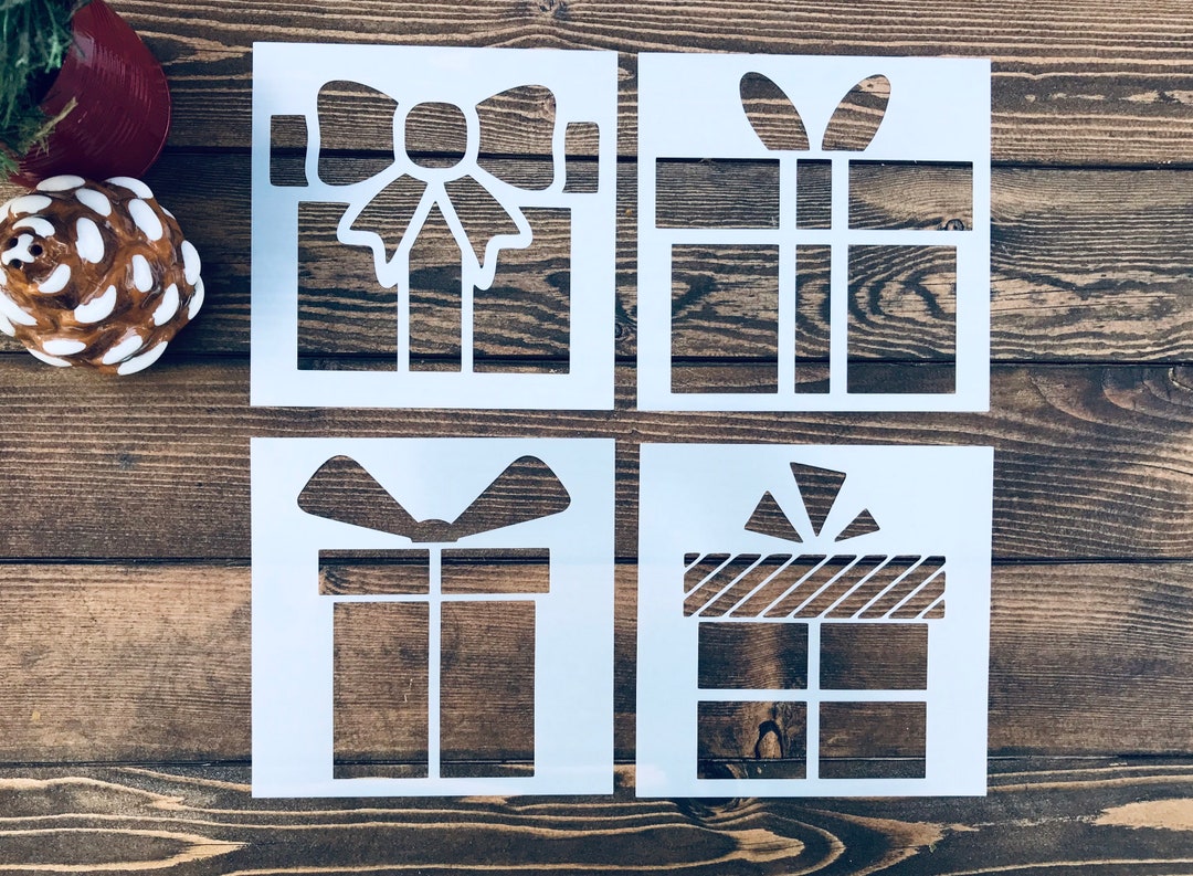Stencil, Reusable Gift Box Stencil Bundle, Christmas Present Stencil, Christmas Stencil ...