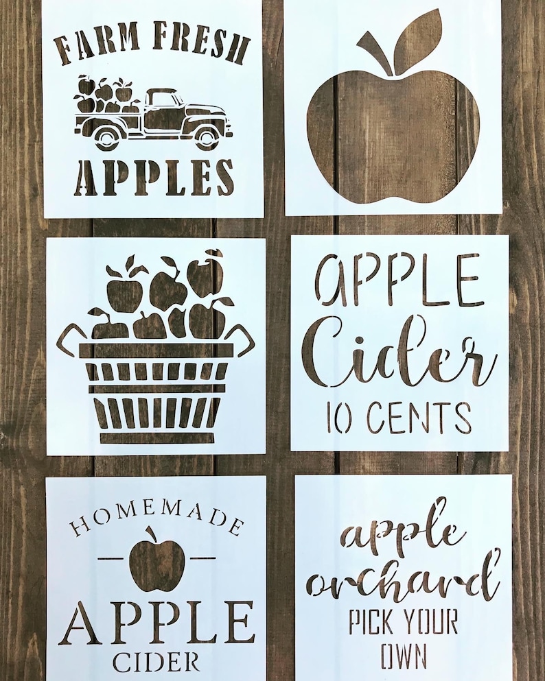 Reusable Apple Stencil Bundle Apple Orchard Stencil Apple | Etsy