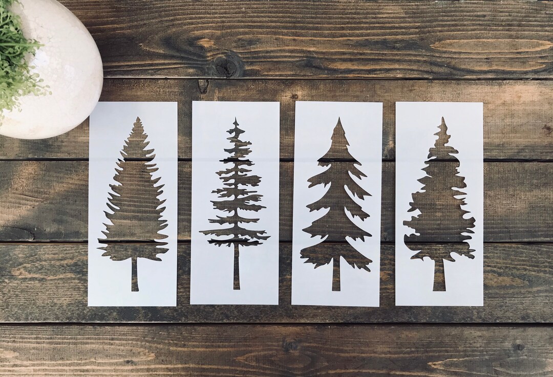 Stencil, Skinny Tree Stencil Bundle, Tree Stencil Bundle, Christmas ...