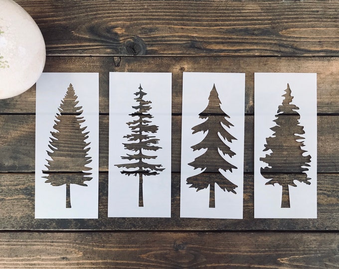 Stencil, Skinny Tree Stencil Bundle, Tree Stencil Bundle, Christmas ...