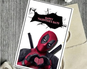 Deadpool Valentine's Day Card Deadpool Marvel Valentine - Etsy