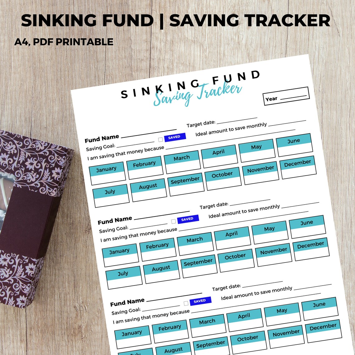 Sinking Fund | Saving Tracker | Monthly Saving Workbook | Sinking Fund ...