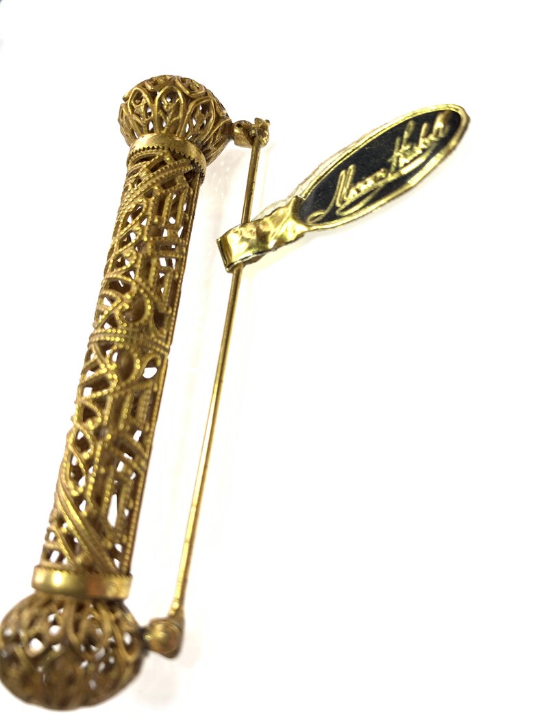 Miriam Haskell Vintage Goldtone Filigree Pin With Original Tag - Etsy