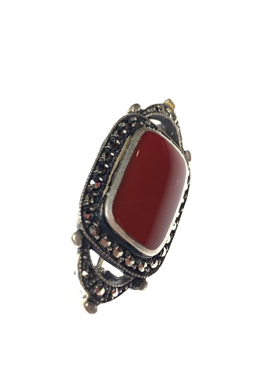Vintage red jasper marcasite - Gem