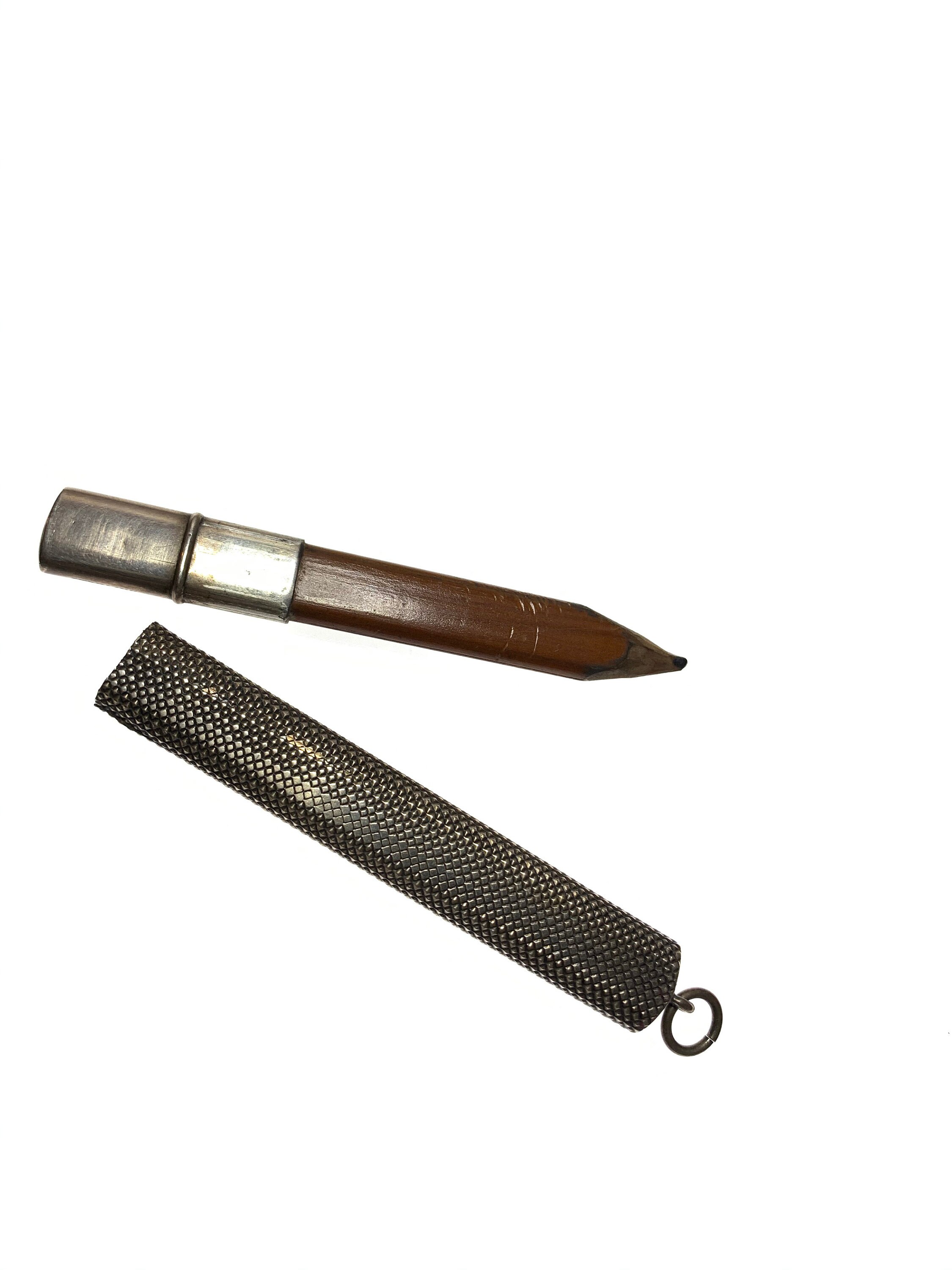 Antique Silver Pencil Case Pendant With Pencil for Chatelaine Vintage ...