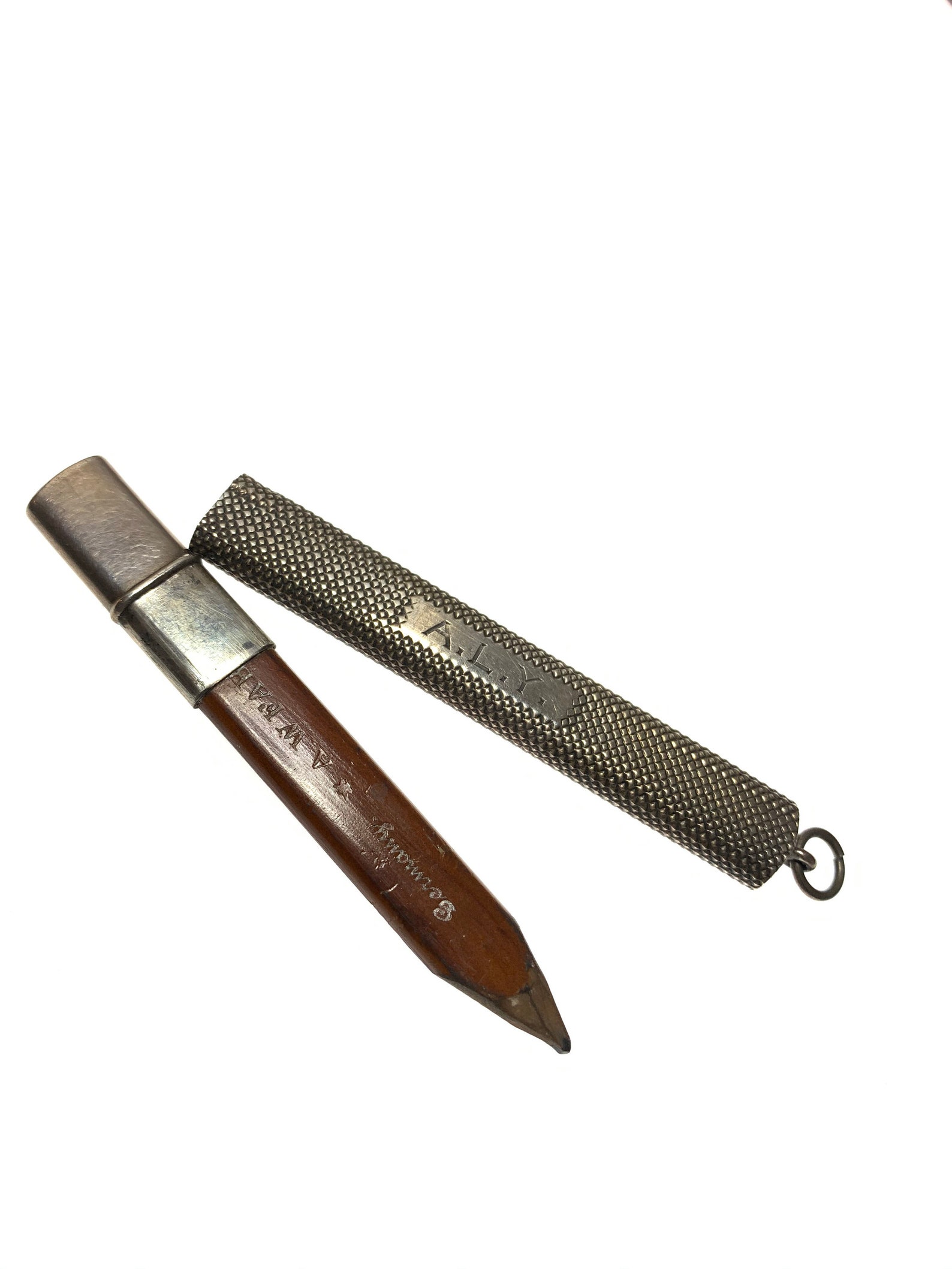 Antique Silver Pencil Case Pendant With Pencil for Chatelaine Vintage ...