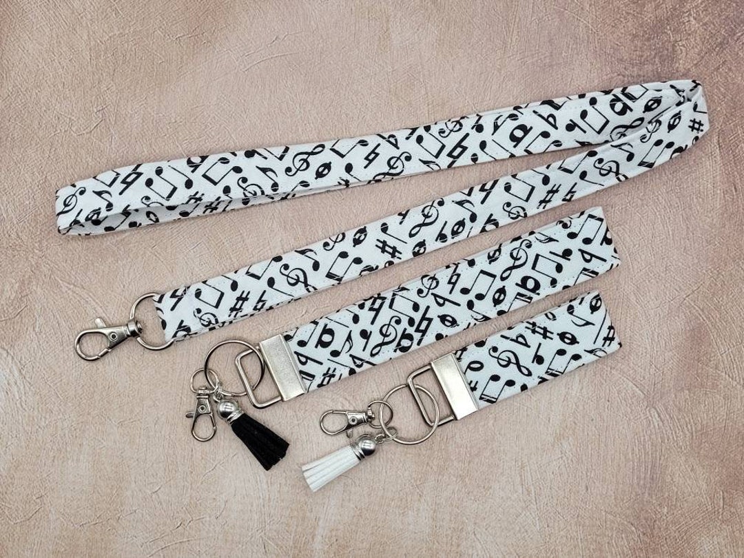 Music Note Key Fob, Music Keychain, Wristlet Strap for Bag, Musical ...
