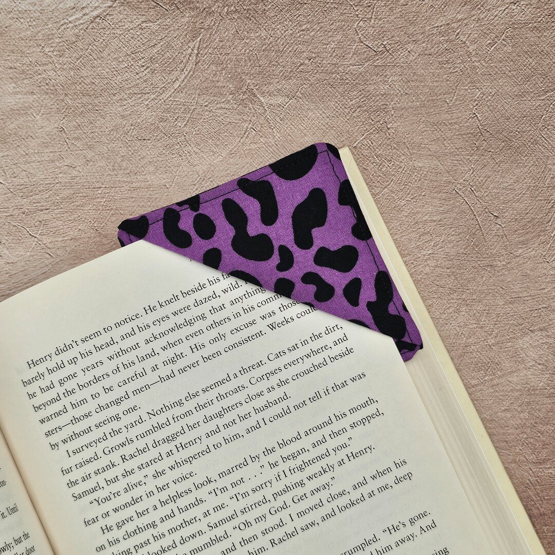 Purple Cheetah Print Corner Bookmark, Fabric Bookmark - Etsy