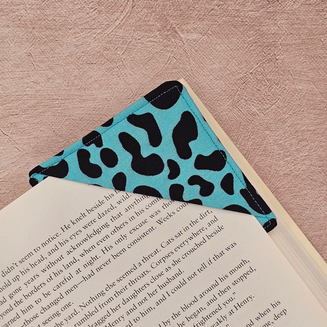 Turquoise Cheetah Print Corner Bookmark, Fabric Bookmark - Etsy