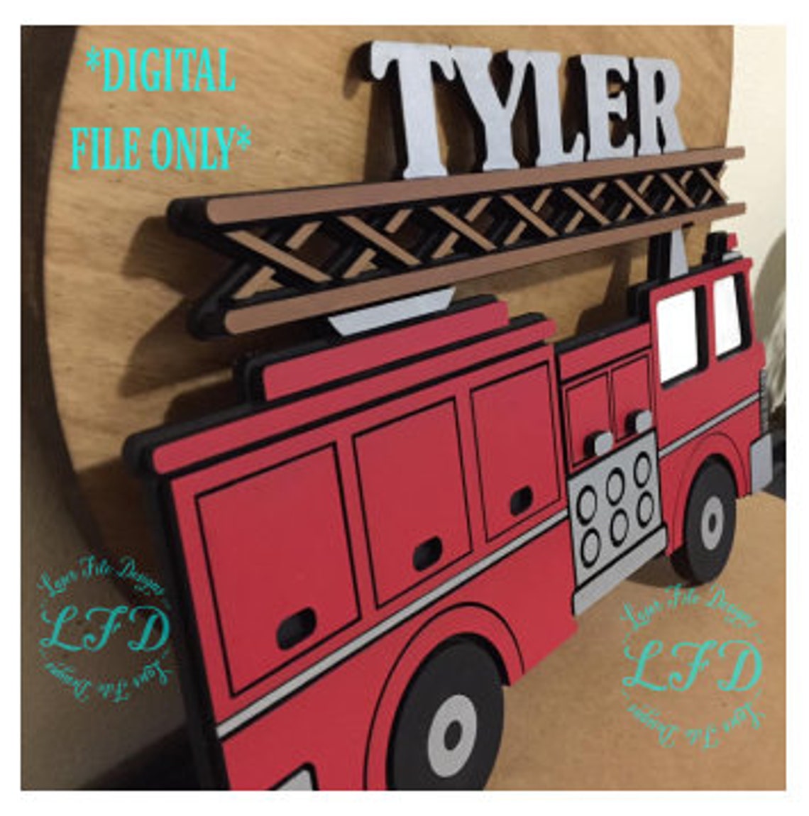 Firetruck Name Sign | Etsy
