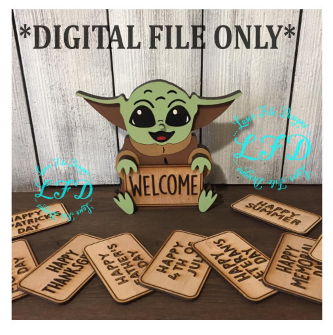 Freestanding Baby Yoda With Interchangeable Signs - Etsy