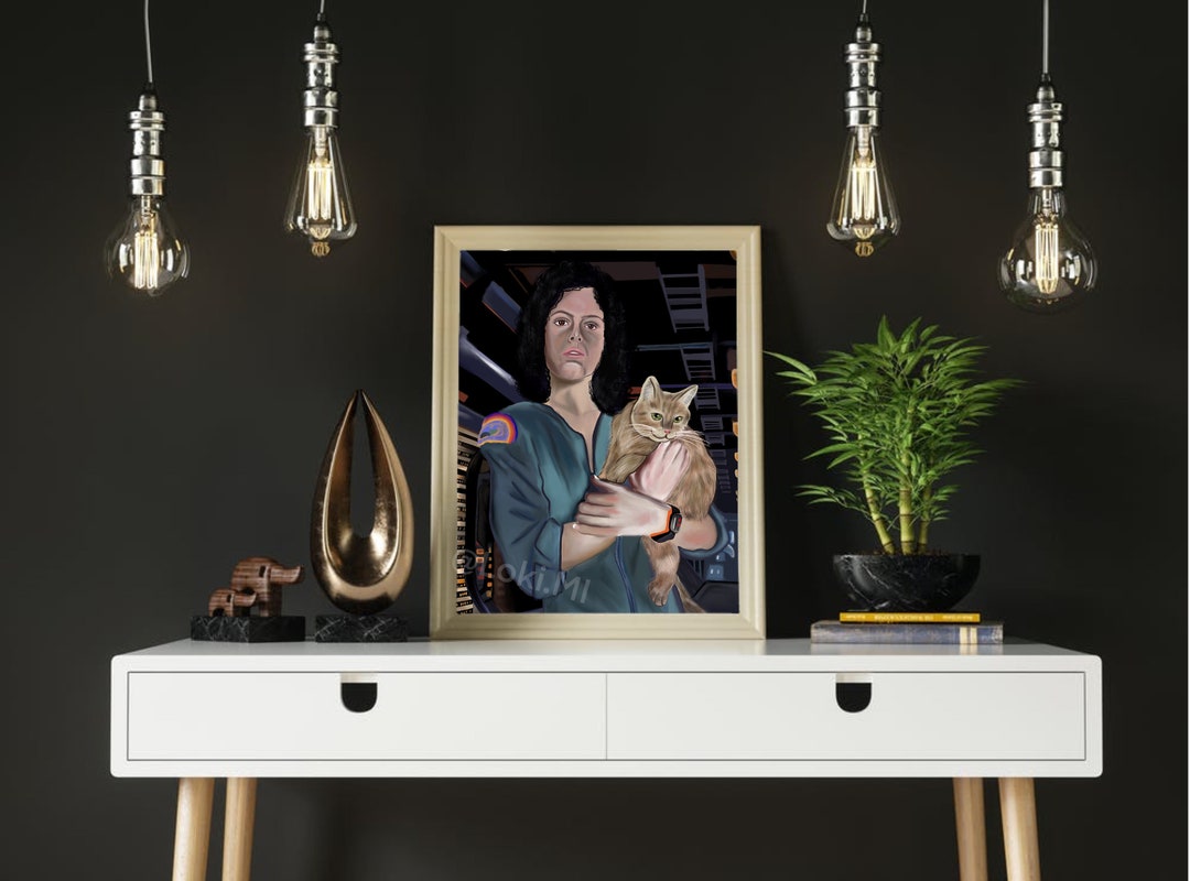 Ellen Ripley and Jonesy Alien Print - Etsy