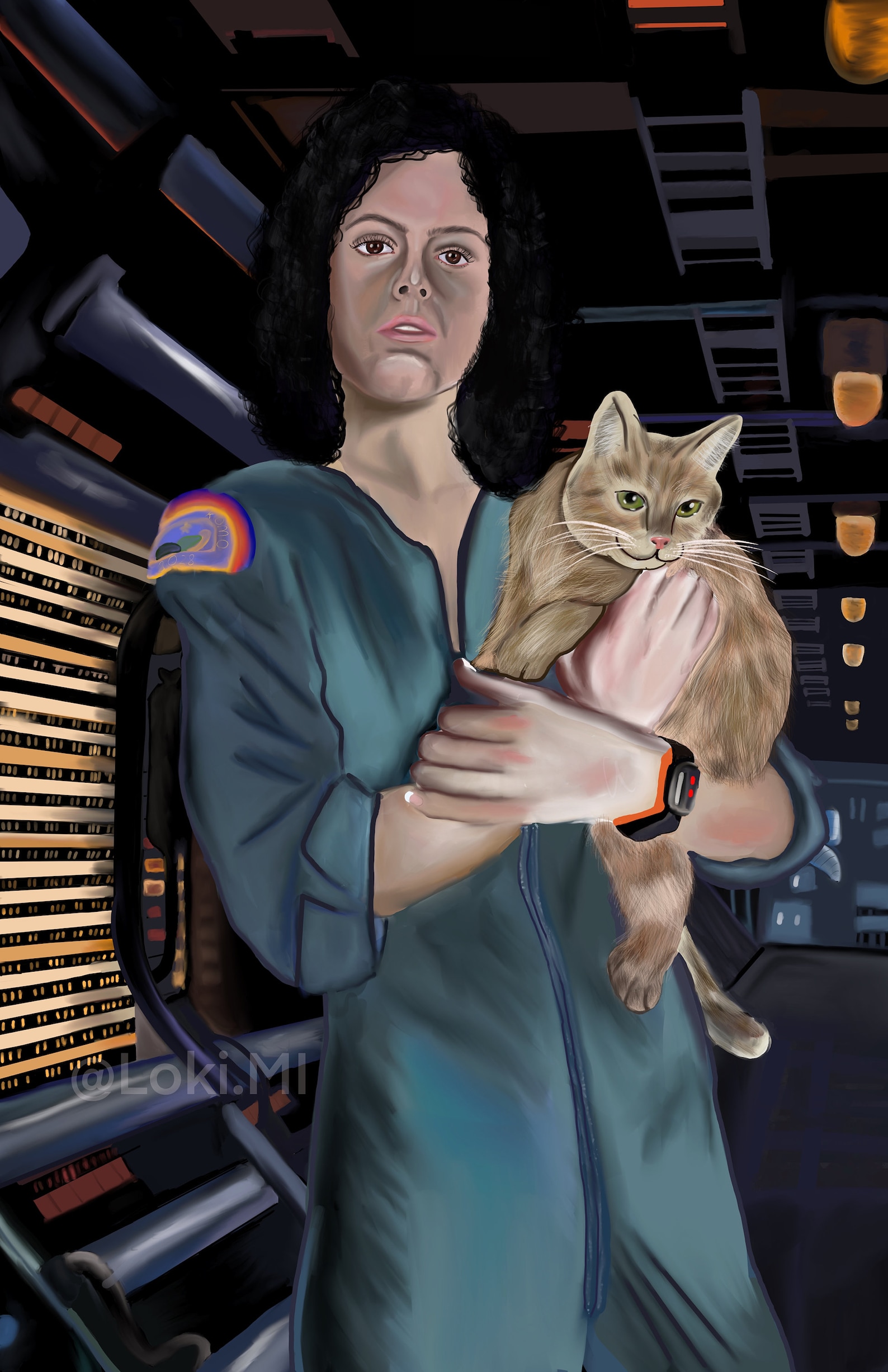 Ellen Ripley and Jonesy Alien Print - Etsy