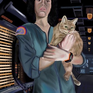 Ellen Ripley and Jonesy Alien Print - Etsy