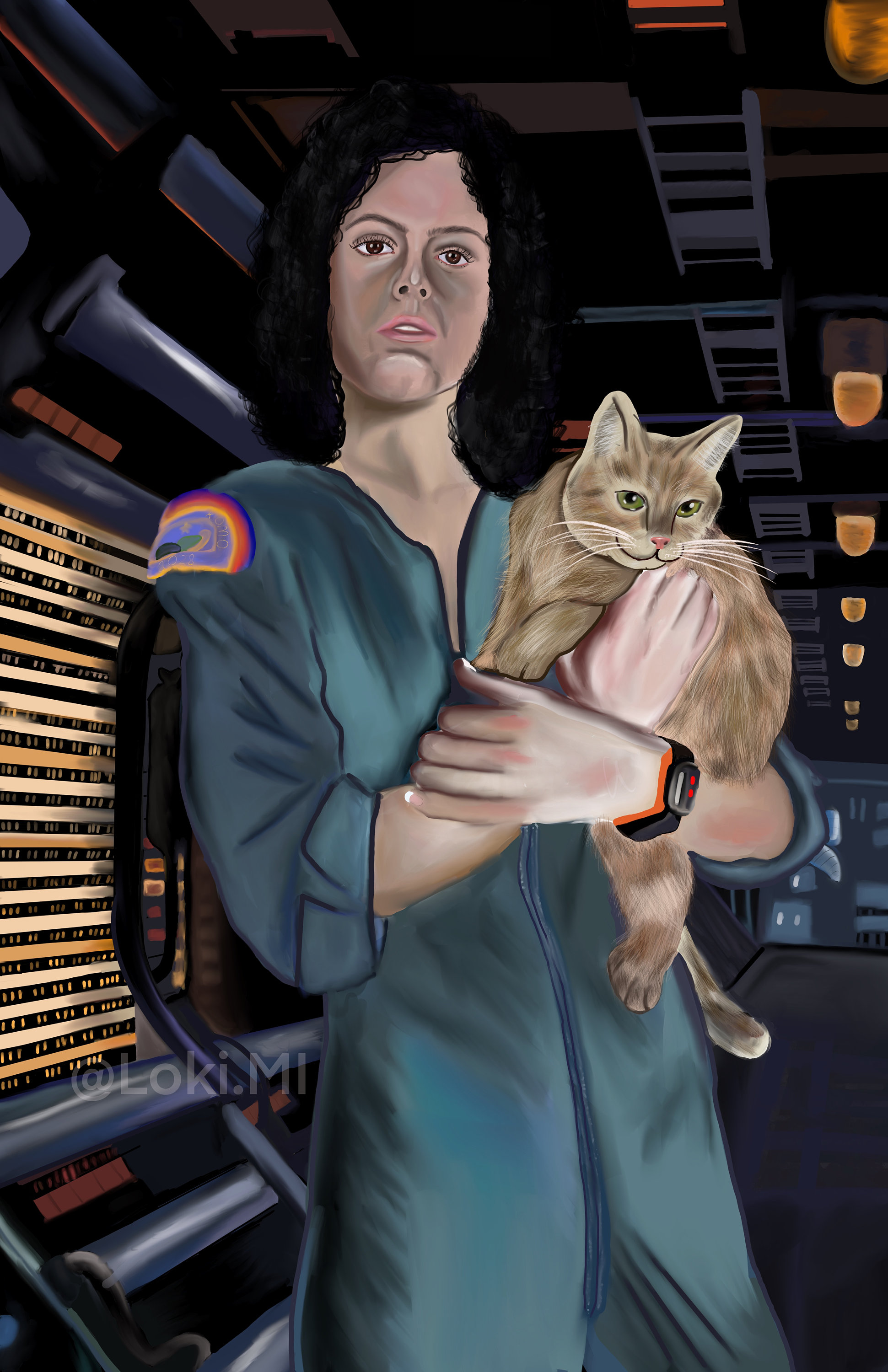 Ellen Ripley and Jonesy Alien Print - Etsy