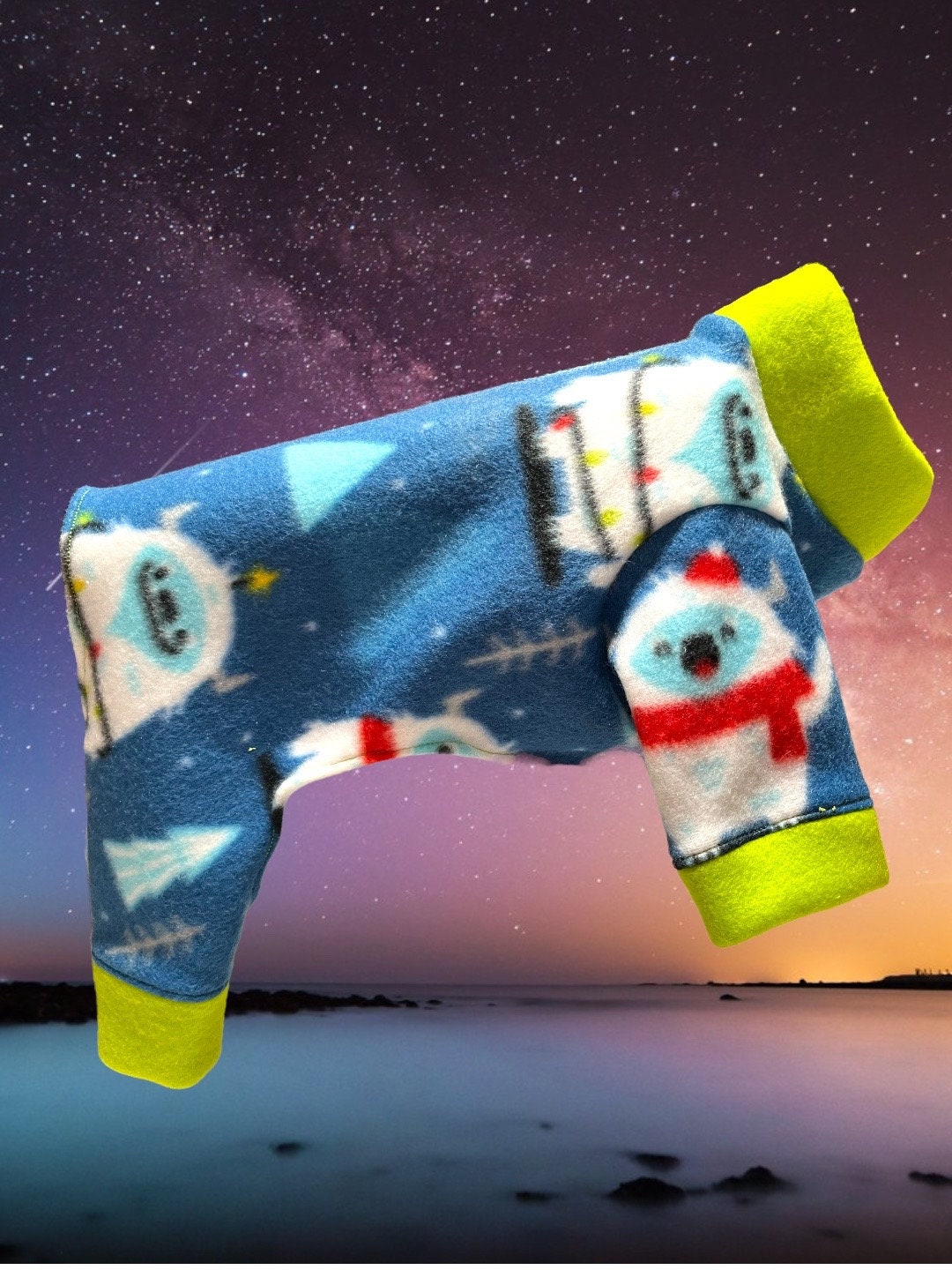 YETI PRINT FLEECE Dog Jammies, Warm Winter Onesie for Small Pets ...