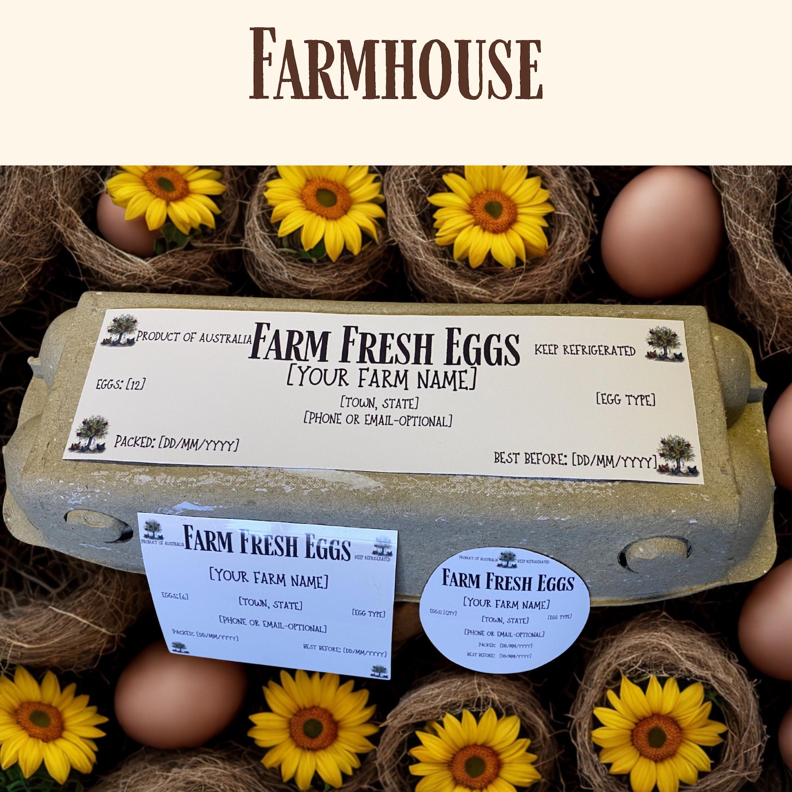 Farm Fresh Egg Carton Labels | Editable Canva Templates, Backyard ...