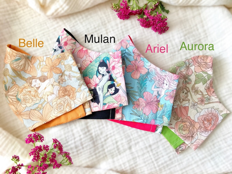 Disney Princess's Face Masks Floral Design | Etsy