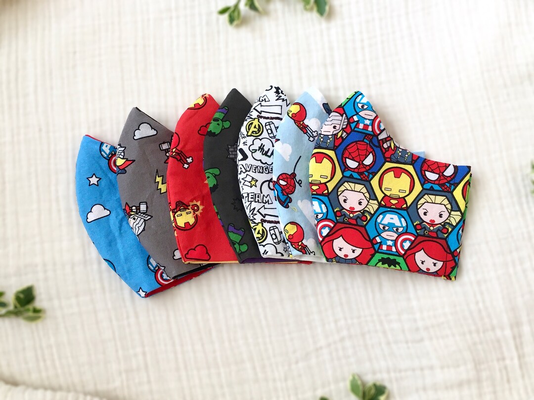 Marvel Avenger Face Masks, Superheroes, Filter Pocket, Washable ...