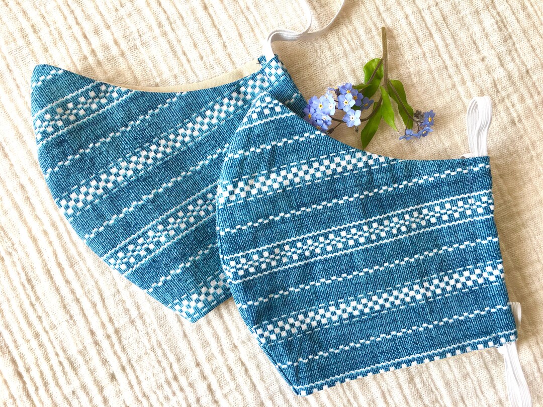 Blue Face Mask, Washable/Reusable, Filter Pocket, 100% Cotton, Elastic ...