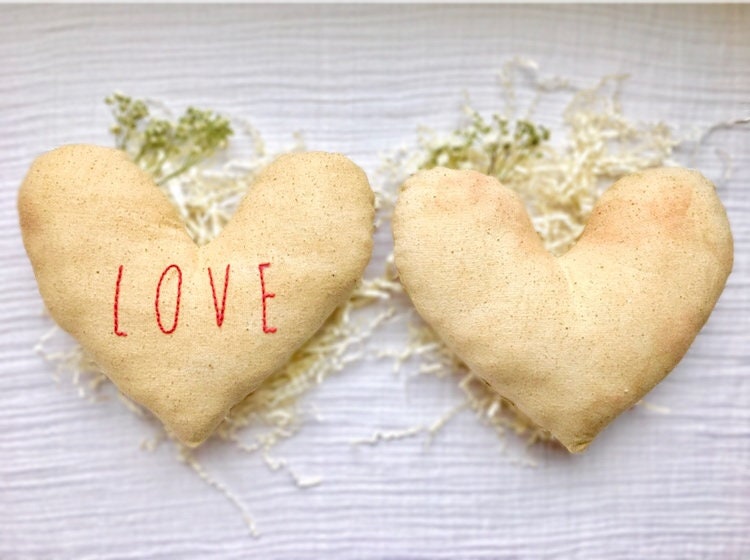 Love Pillow Heart Shaped Vintage Inspired Hand Embroidered - Etsy