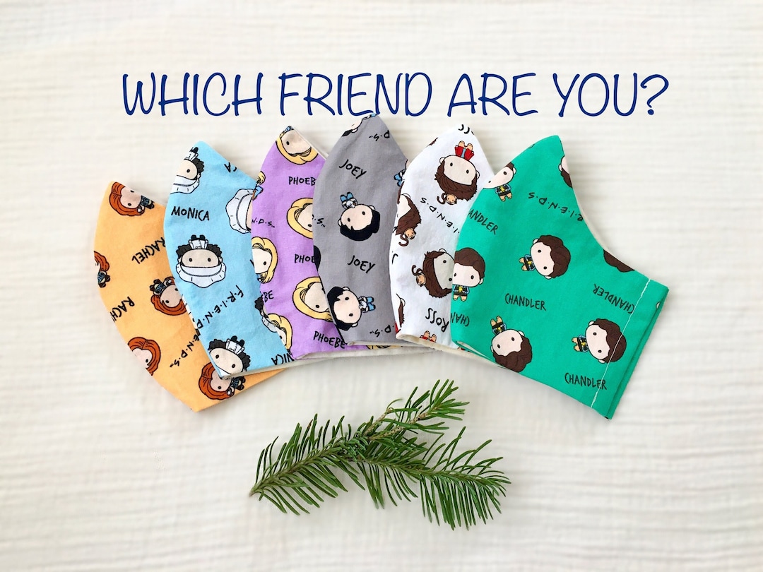 Friends Characters, 90's TV Show, Face Mask, Filter Pocket, Reusable ...
