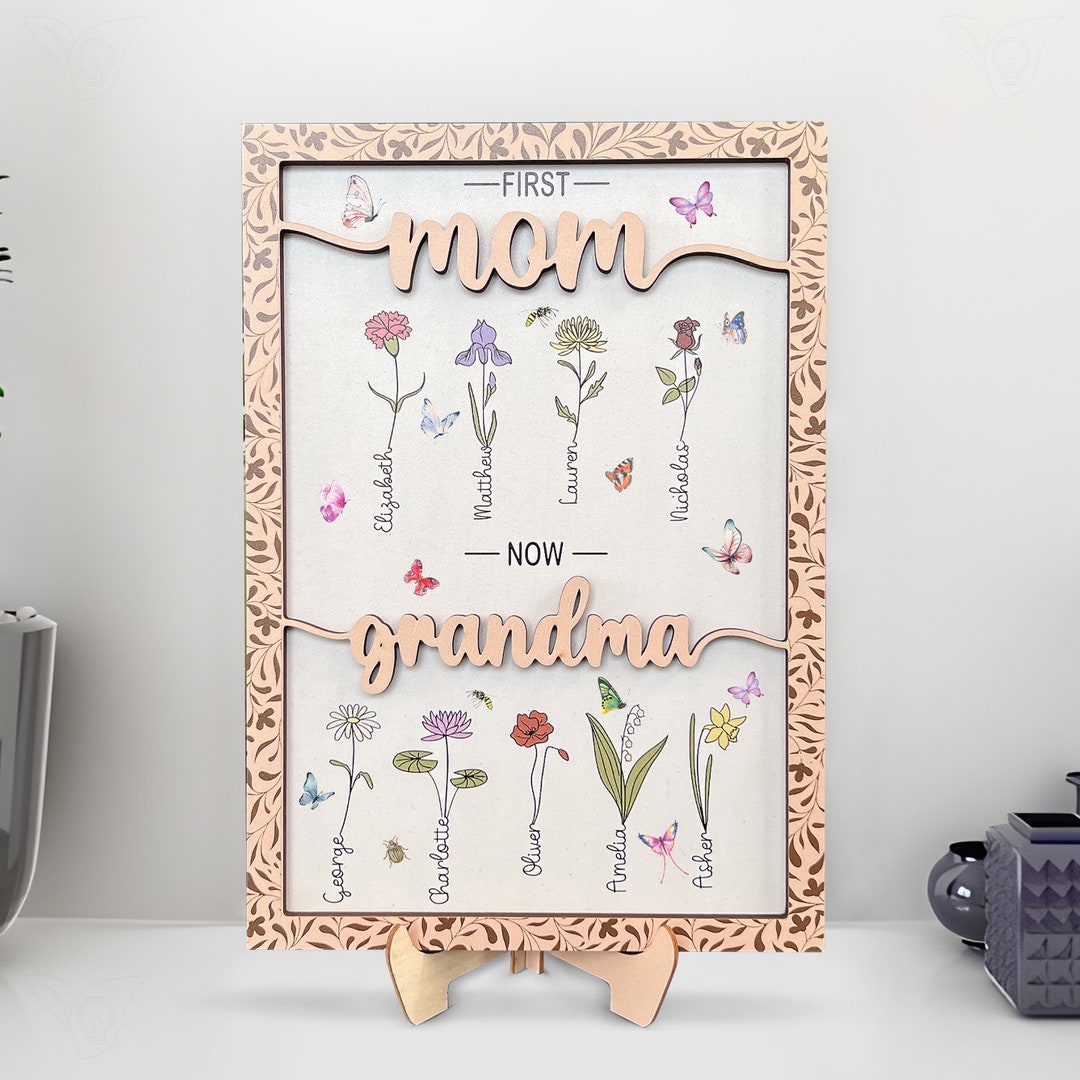 Personalized Grandma's Garden Sign, Custom First Mom Now Grandma Plaque ...