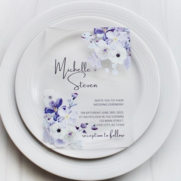 Purple Acrylic Invitations - Etsy