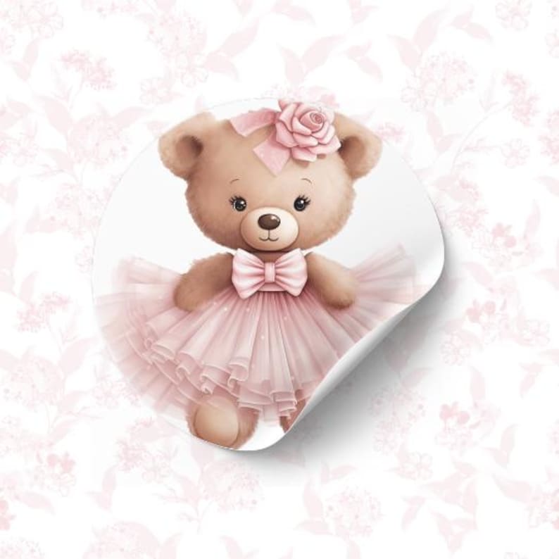 Orsetto ballerino PNG, decorazione murale per cameretta bambina ...