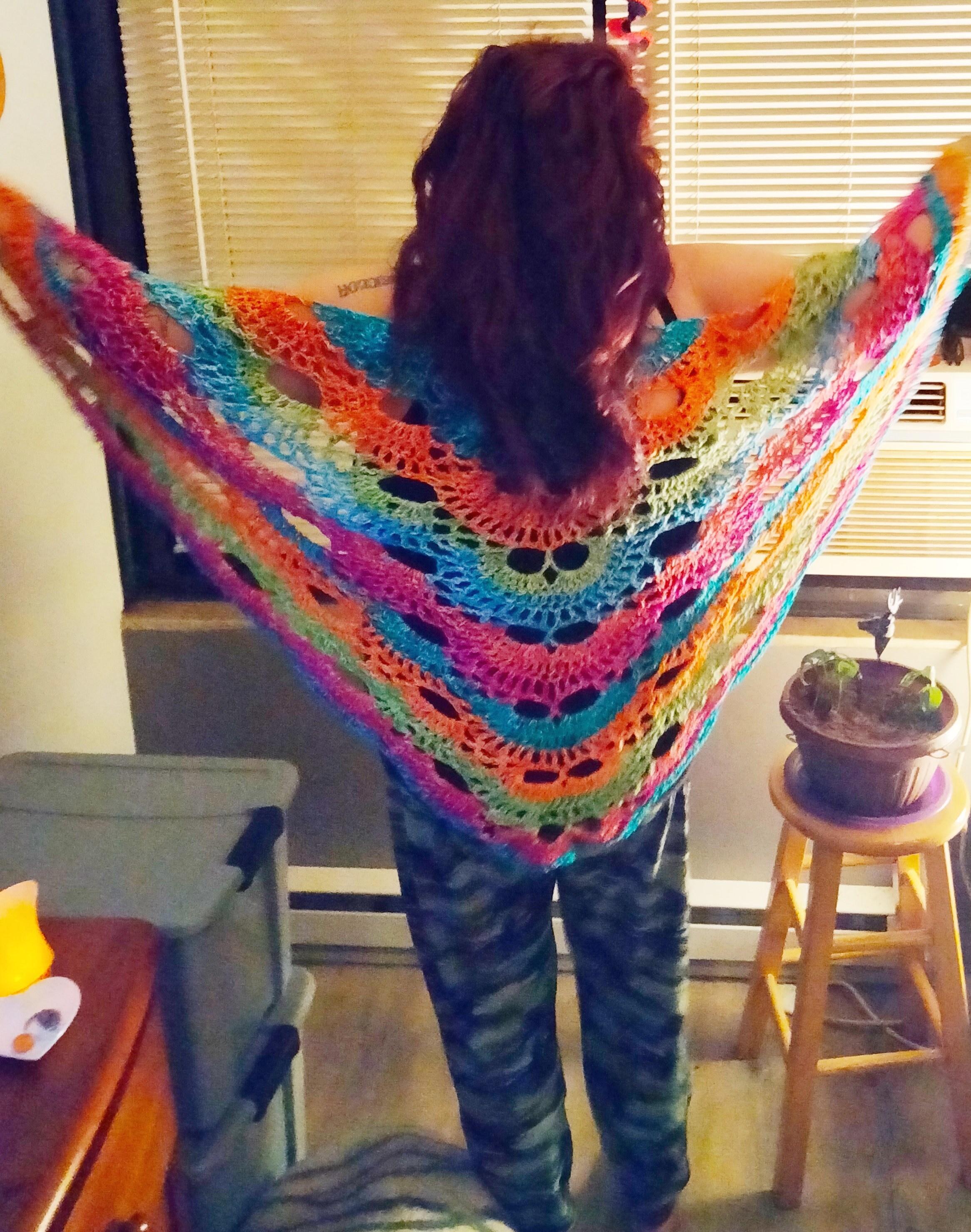 Virus Pattern Shawl Crochet Unique Oversized Wrap Boho Style - Etsy