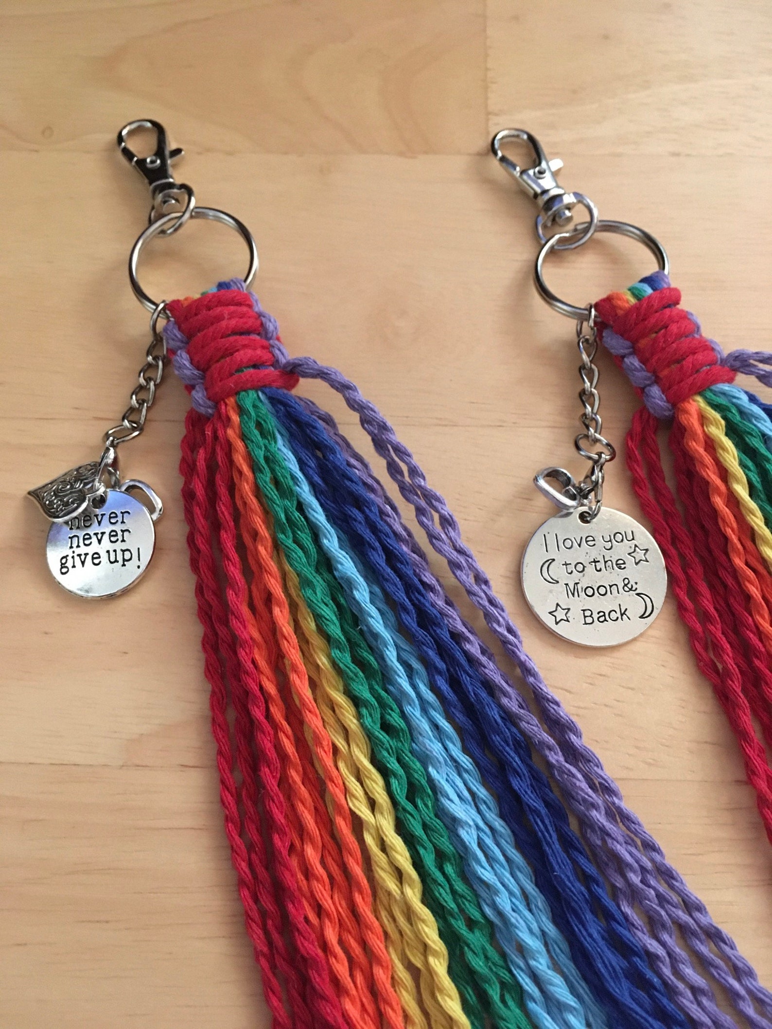 Macrame Rainbow Keyring/ Macrame Keychain/ Gay Pride Rainbow | Etsy