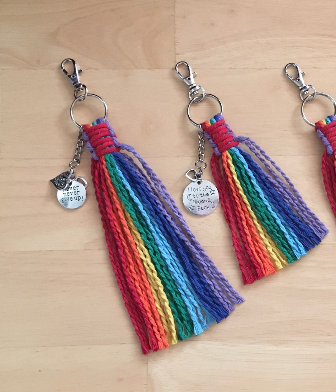 Macrame Rainbow Keyring/ Macrame Keychain/ Gay Pride Rainbow | Etsy