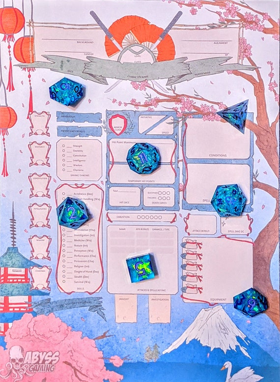 Sakura Custom Character Sheet for DnD 5e Dungeons and Dragons | Etsy