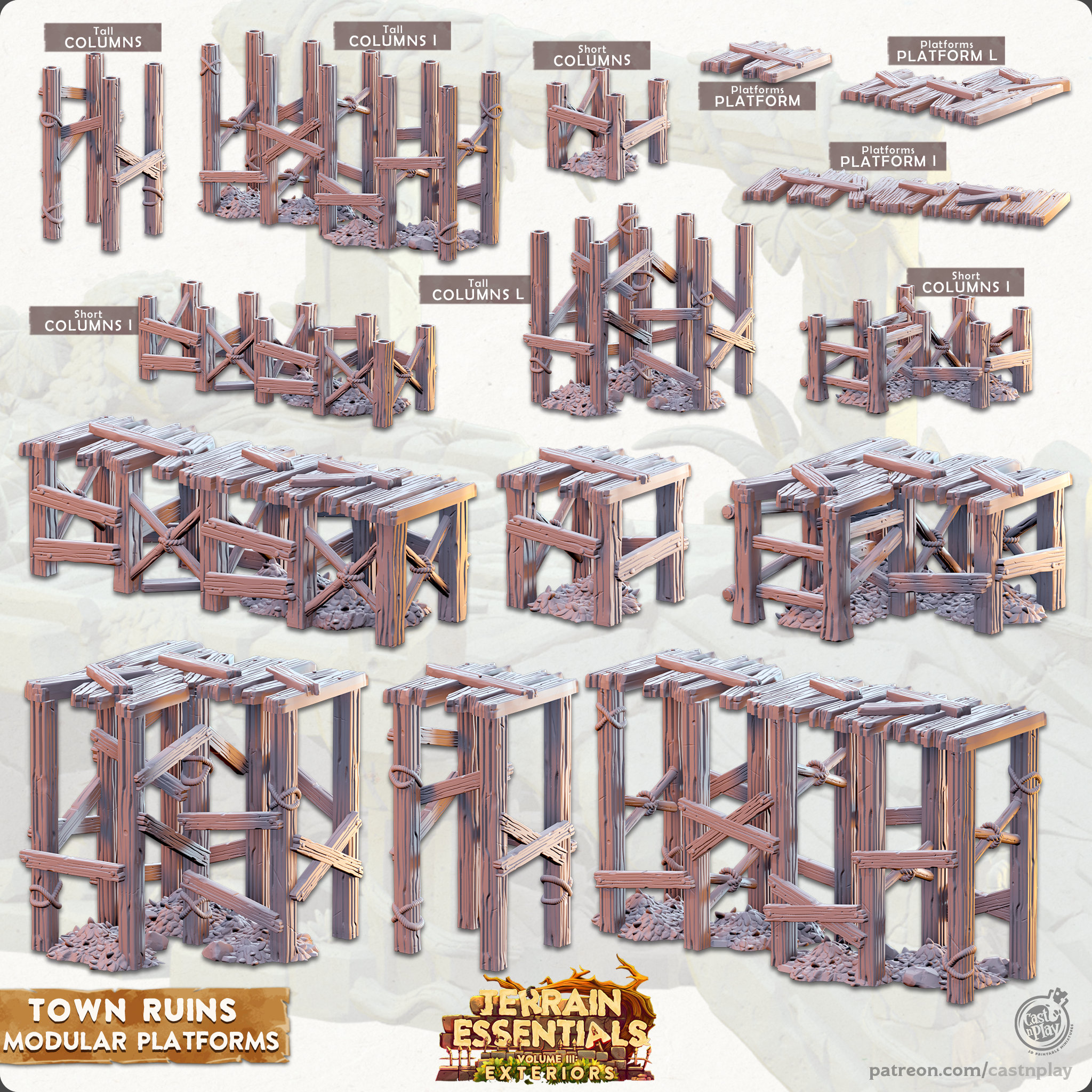 Town Ruins Modular Platforms 3D Resin Model Terrain - Etsy