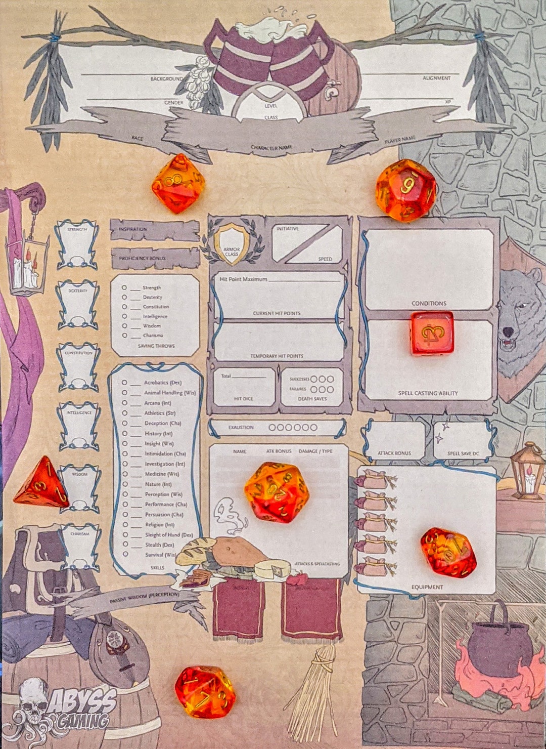 Cozy Inn Custom Character Sheet for Dnd 5e Dungeons and Dragons Table ...