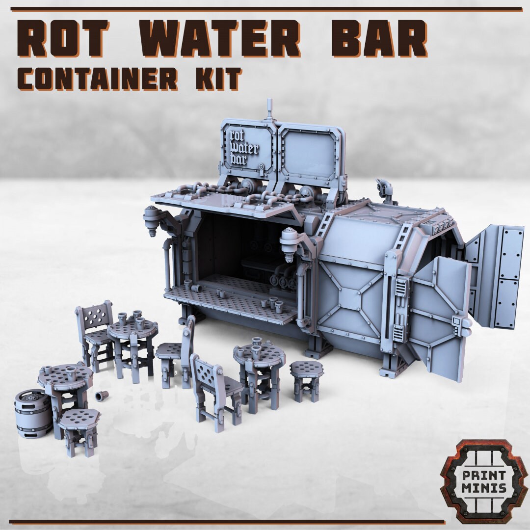 Rot Water Bar Shipping Container Building Modular 3D Scatter Sci-fi ...