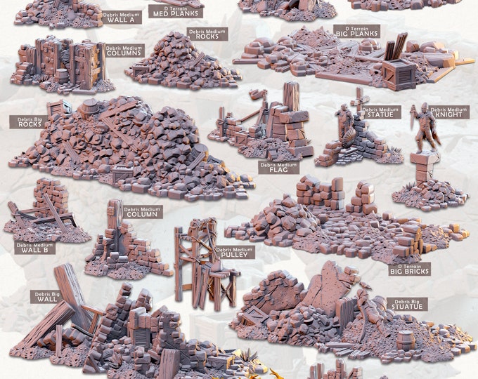 Town Ruins Difficult Terrain and Debris 3D Resin Model Terrain ...