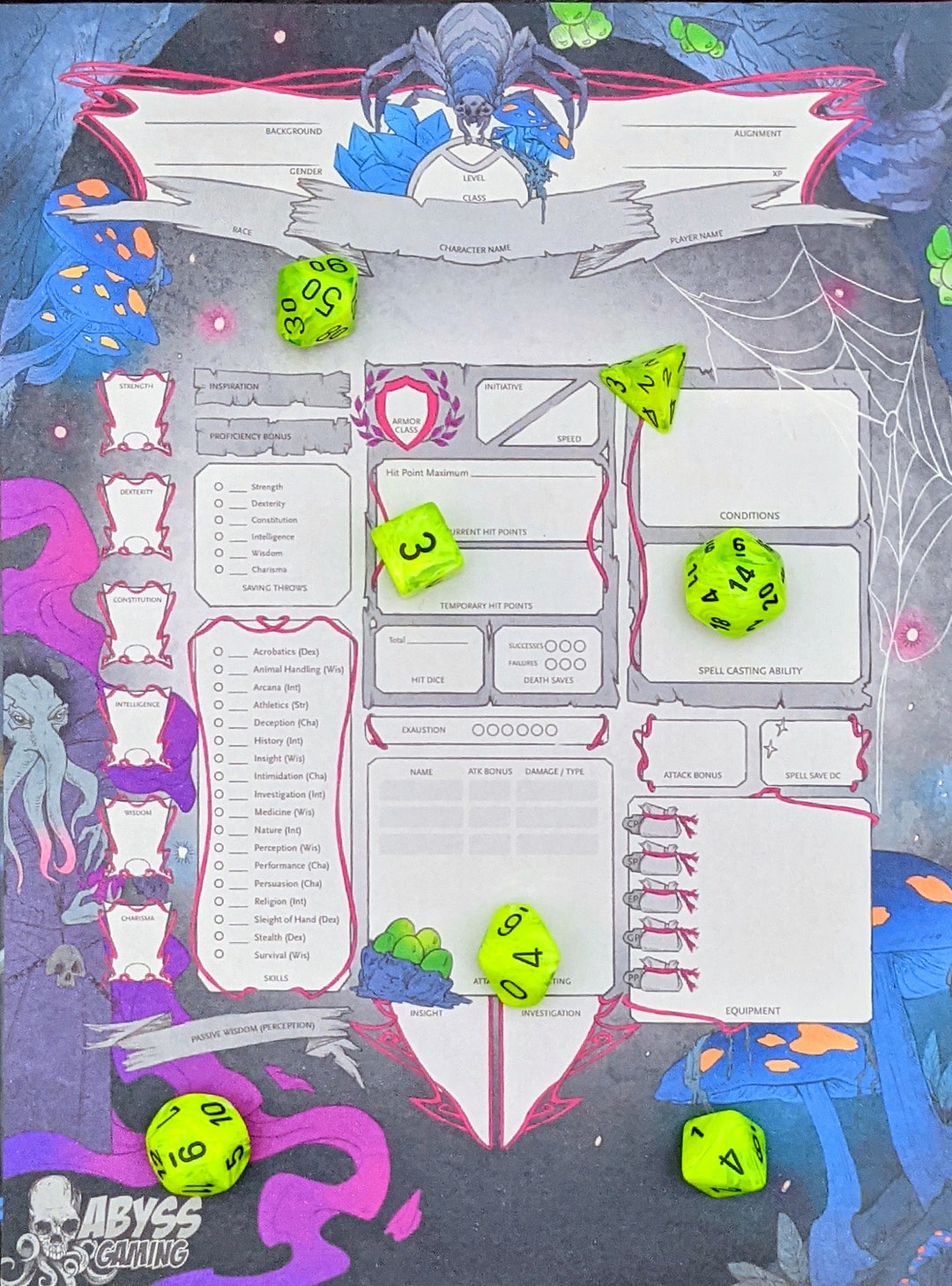 The Underdark Custom Character Sheet for Dnd 5e Dungeons and Dragons ...