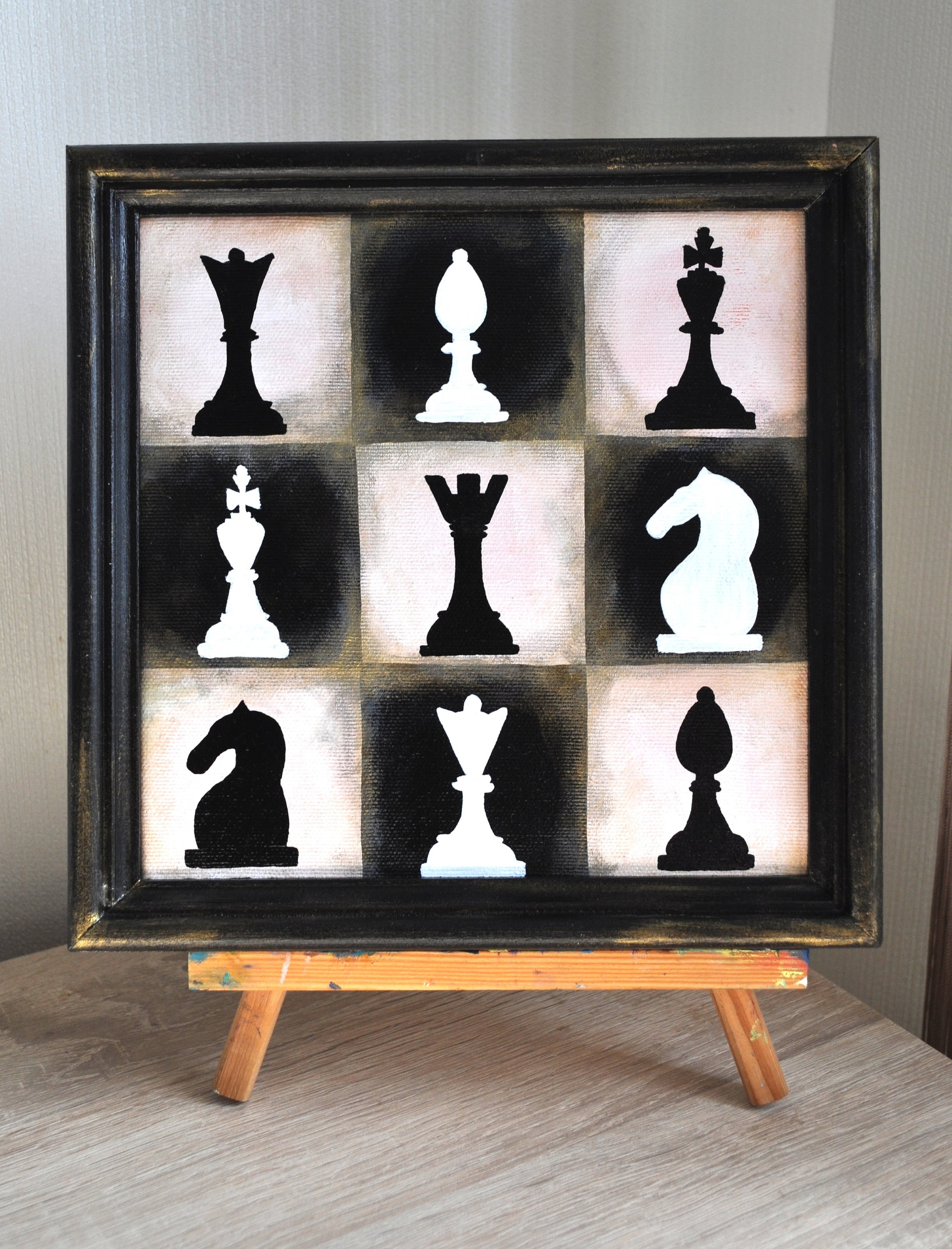 Chess Painting Chessmen Original Acrylic Art Chessboard Wall | Etsy