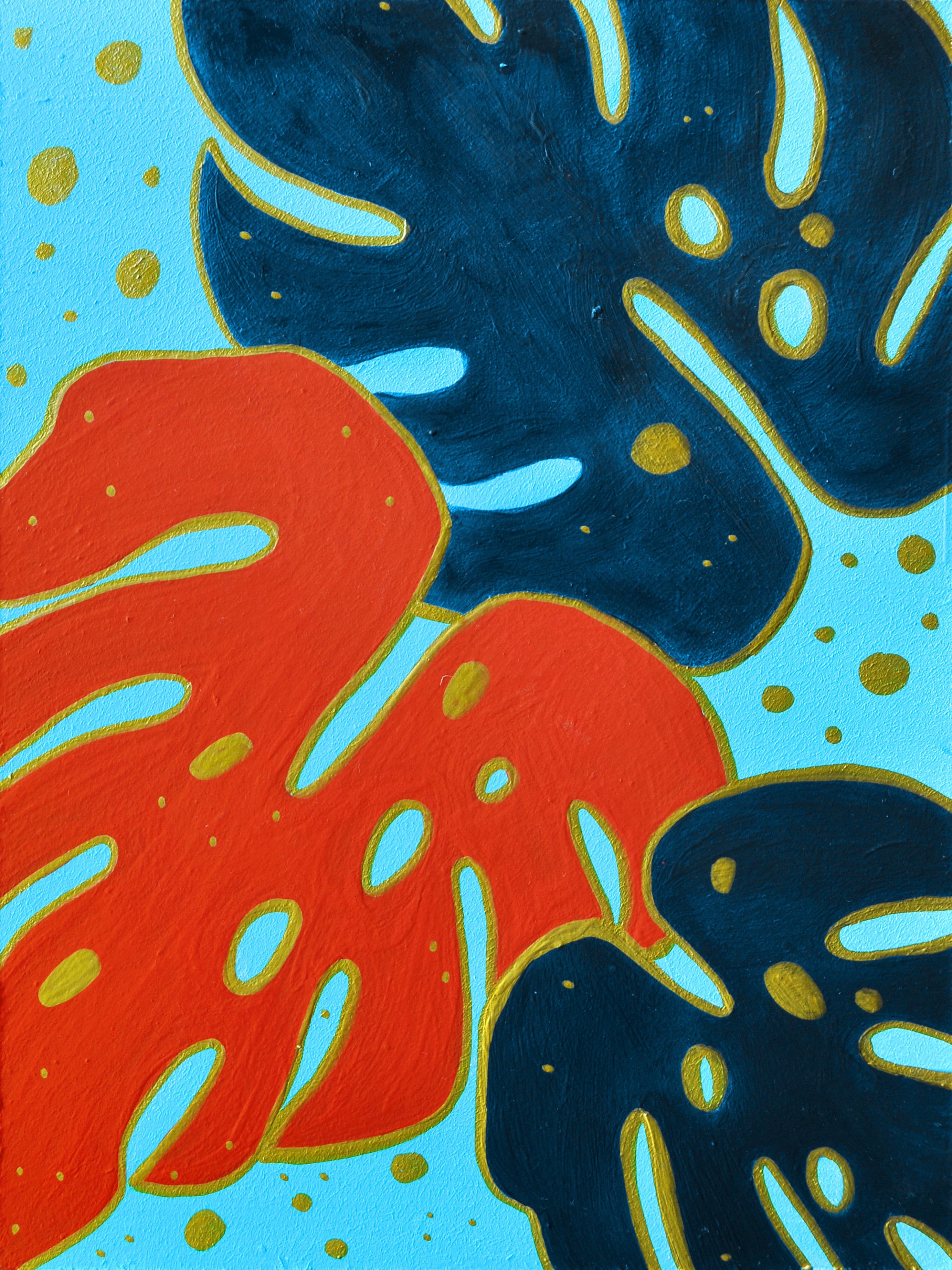 Monstera Art SET 2 Original Painting Tropical Plant Botanical | Etsy