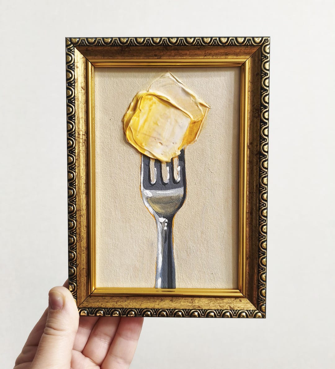 Butter Painting Miniature, Small Framed Artwork, Tiny Original Mini ...