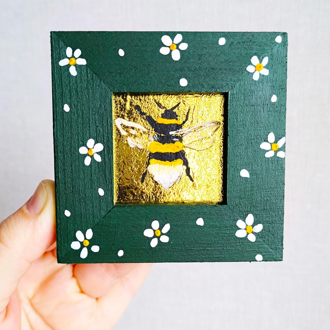 Bee Artwork, Mini Hand Original Painting, Insect Small Fine Art, Wasp ...