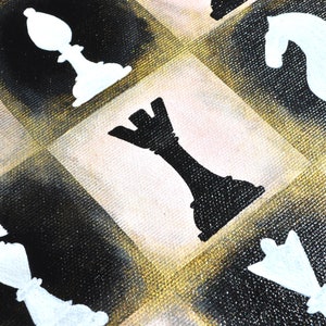 Chess Painting Chessmen Original Acrylic Art Chess Set Chessboard Wall ...